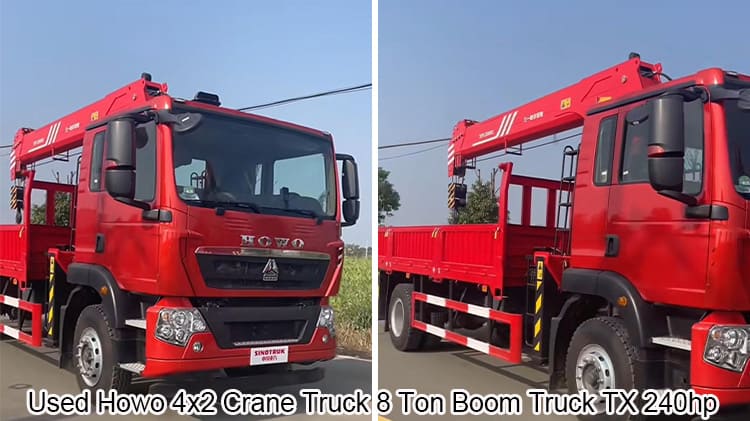Used Howo 4x2 Heavy Duty Truck Crane 8 Ton Boom Truck for Sale